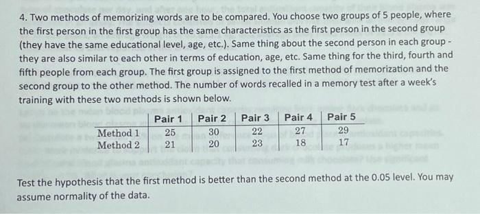 4. Two methods of memorizing words are to be | Chegg.com