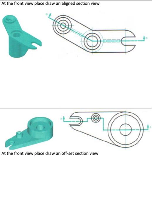 Solved At the front view place draw an aligned section view | Chegg.com