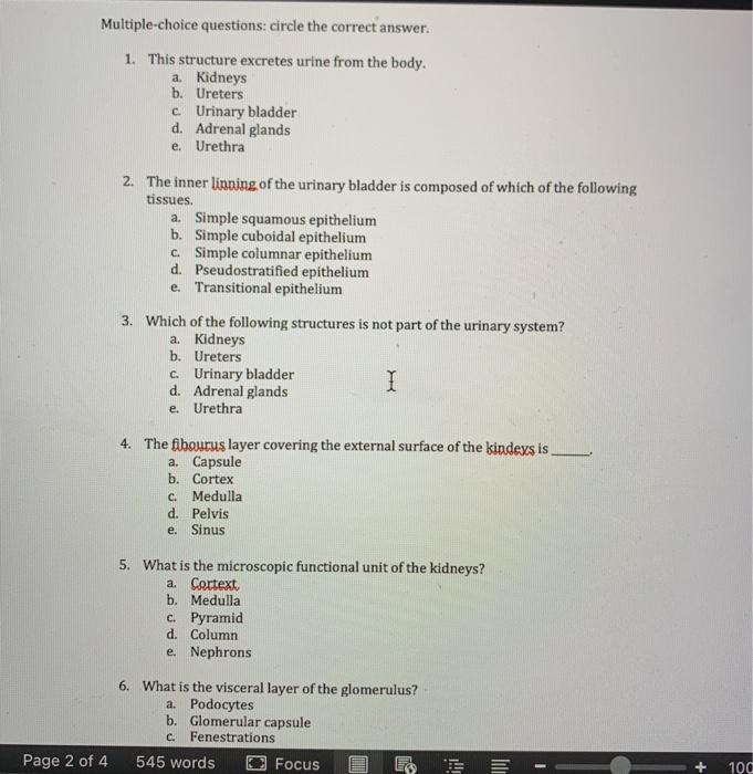 Solved Multiple-choice questions: circle the correct answer. | Chegg.com