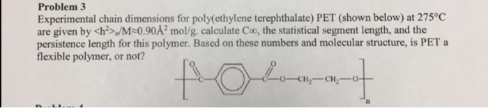 Problem 3 Experimental chain dimensions for | Chegg.com