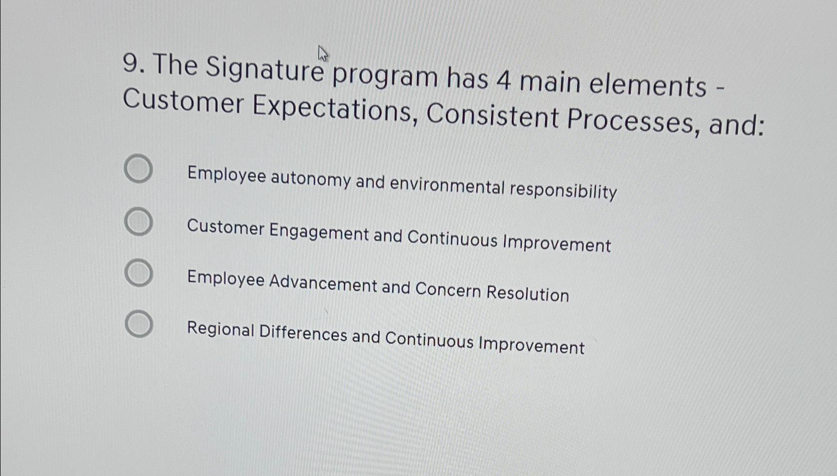 Solved The Signature program has 4 ﻿main elements Customer | Chegg.com