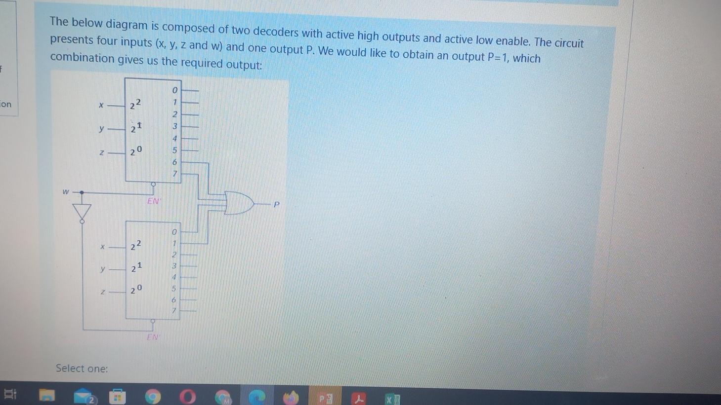 Solved The below diagram is composed of two decoders with | Chegg.com