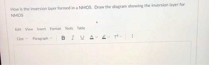 Solved How is the inversion layer formed in a NMOS. Draw the | Chegg.com