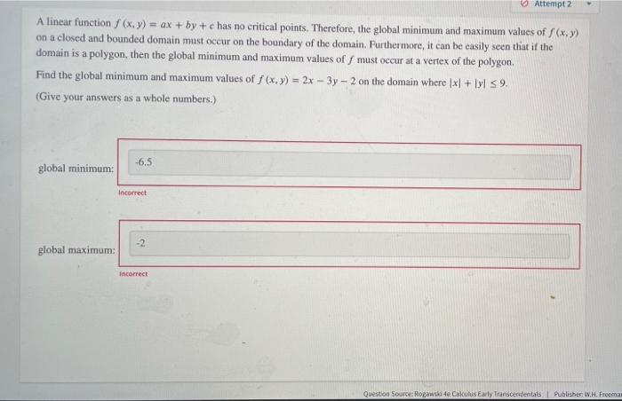 A linear function f(x,y)=ax+by+c has no critical | Chegg.com