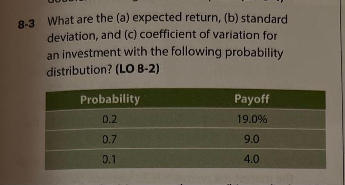 Solved 3-3 What are the (a) expected return, (b) standard | Chegg.com