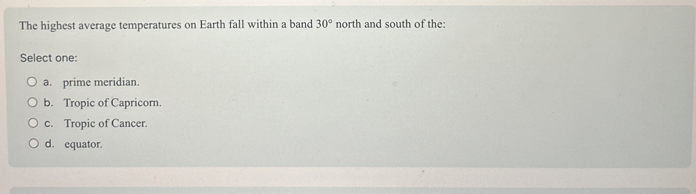 Solved The highest average temperatures on Earth fall within | Chegg.com