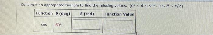 Solved Construct an appropriate triangle to find the missing | Chegg.com