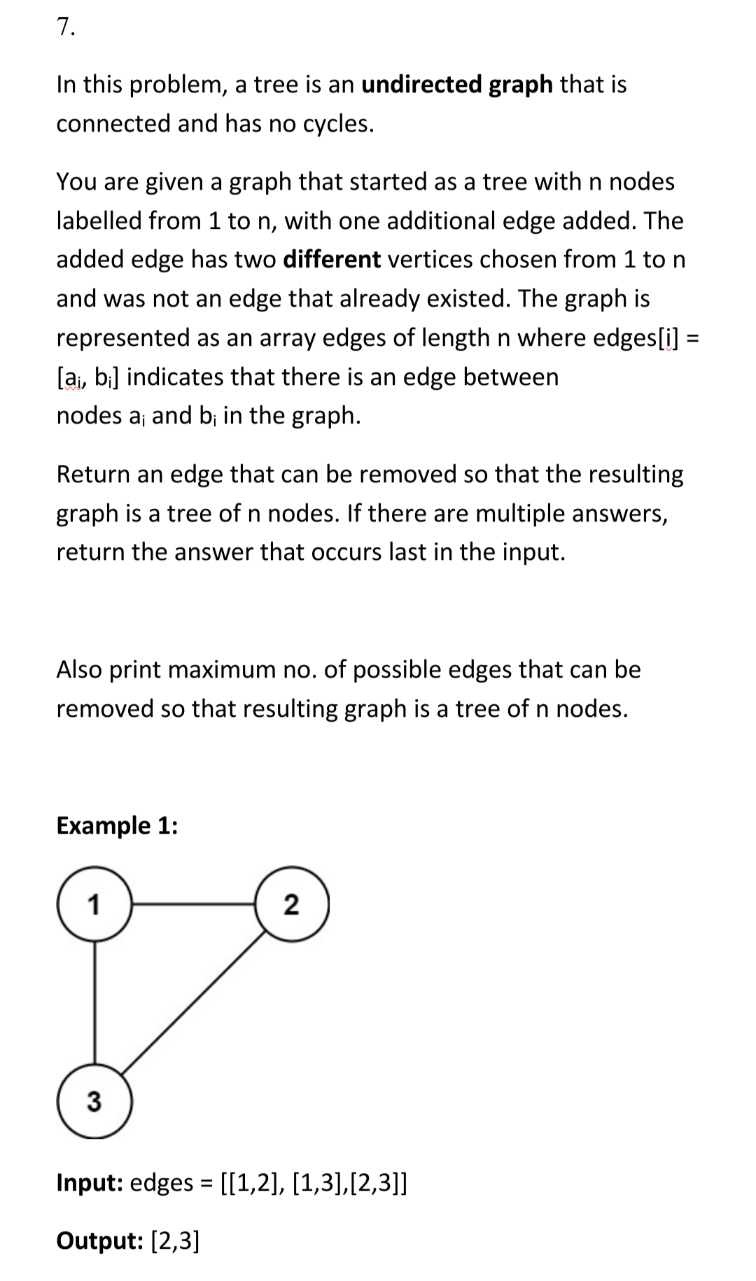 Solved 7. In this problem, a tree is an undirected graph | Chegg.com