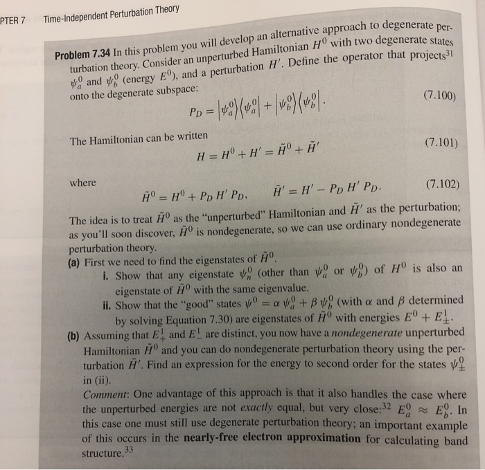 Solved PTER 7 Time-Independent Perturbation Theory 0 with | Chegg.com
