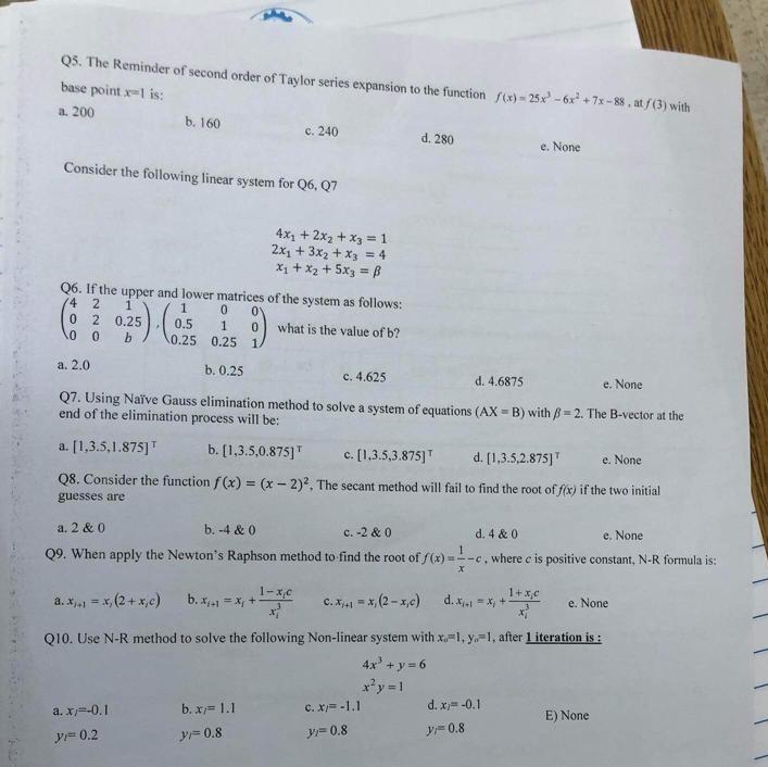 Solved Q5. The Reminder of second order of Taylor series | Chegg.com