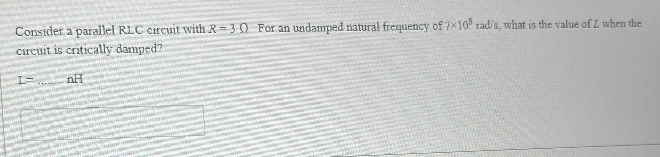 Consider a parallel RLC circuit with R=3Ω. ﻿For an | Chegg.com