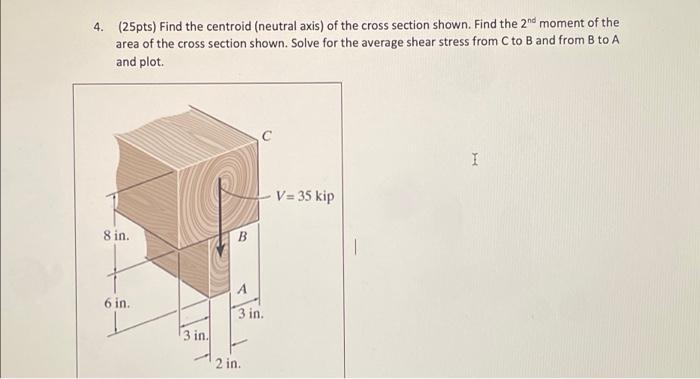 Solved 4. (25pts) Find the centroid (neutral axis) of the | Chegg.com