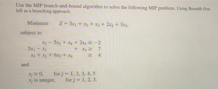 Solved Use The Mip Branch And Bound Algorithm To Solve The