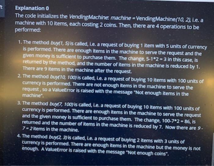Solved Implement class: Vending Machine according to the | Chegg.com