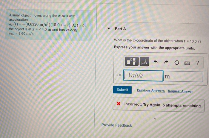 Solved A small object moves along the x-axis with | Chegg.com