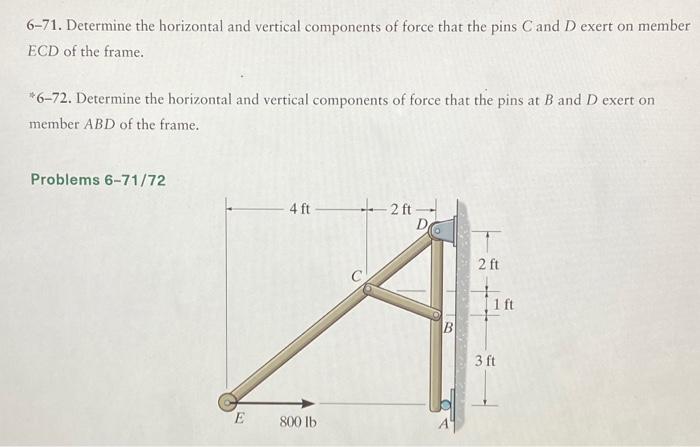 Solved 6-71. Determine the horizontal and vertical | Chegg.com