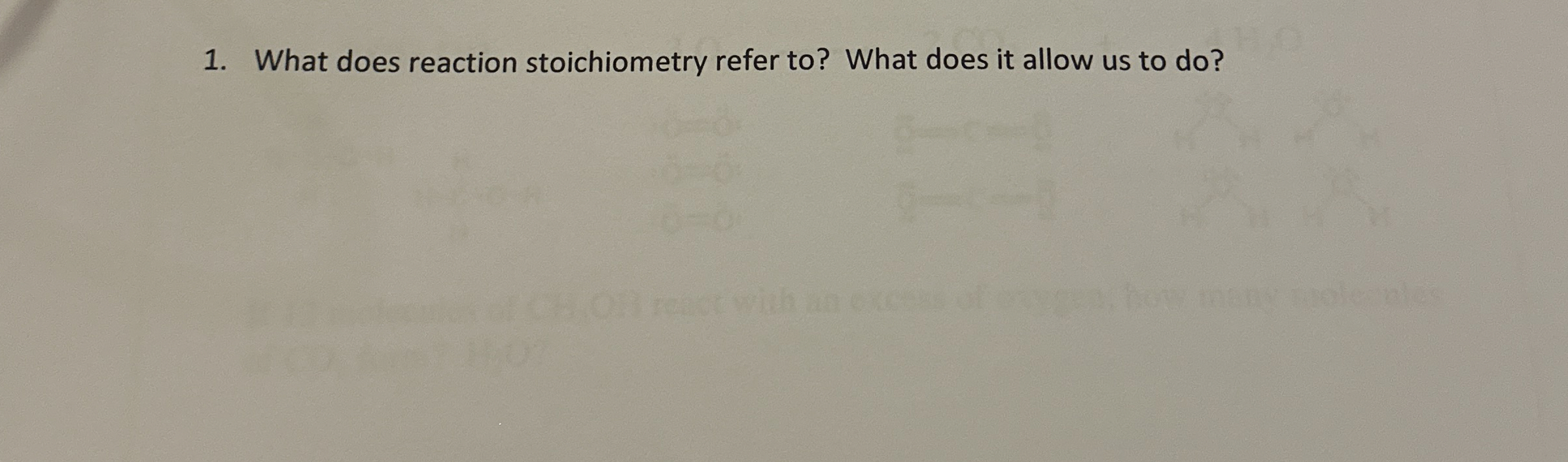 Solved What does reaction stoichiometry refer to? ﻿What does | Chegg.com