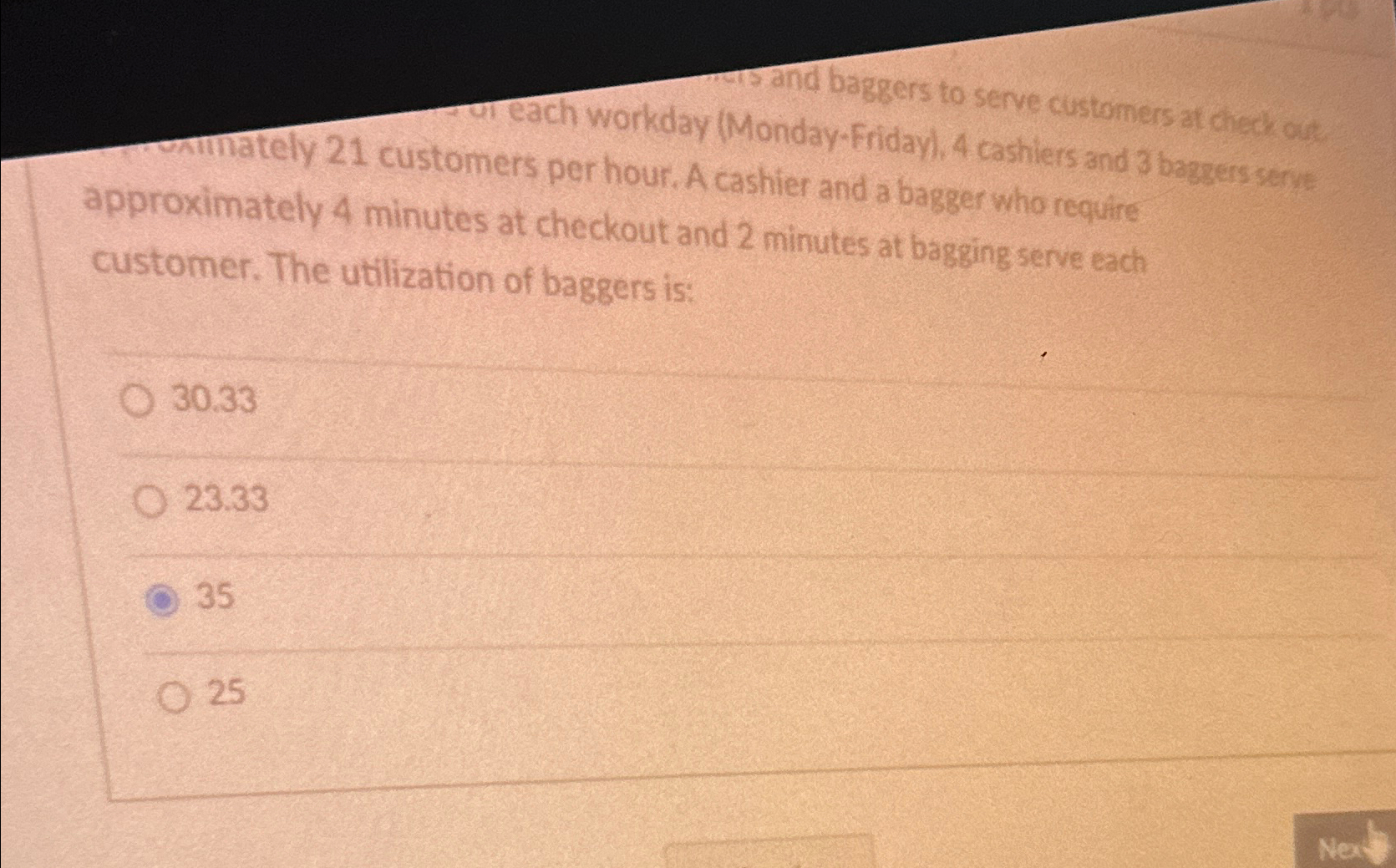 Solved and baggers to serve customers at chech ourt each | Chegg.com