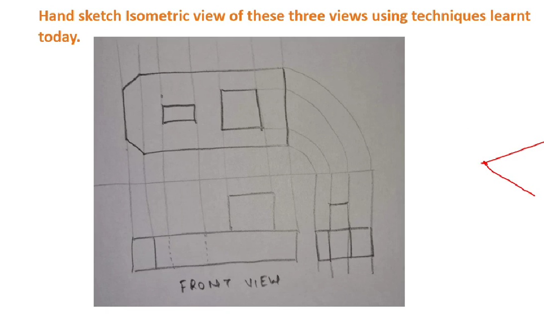 Solved Hand sketch Isometric view of these three views using | Chegg.com
