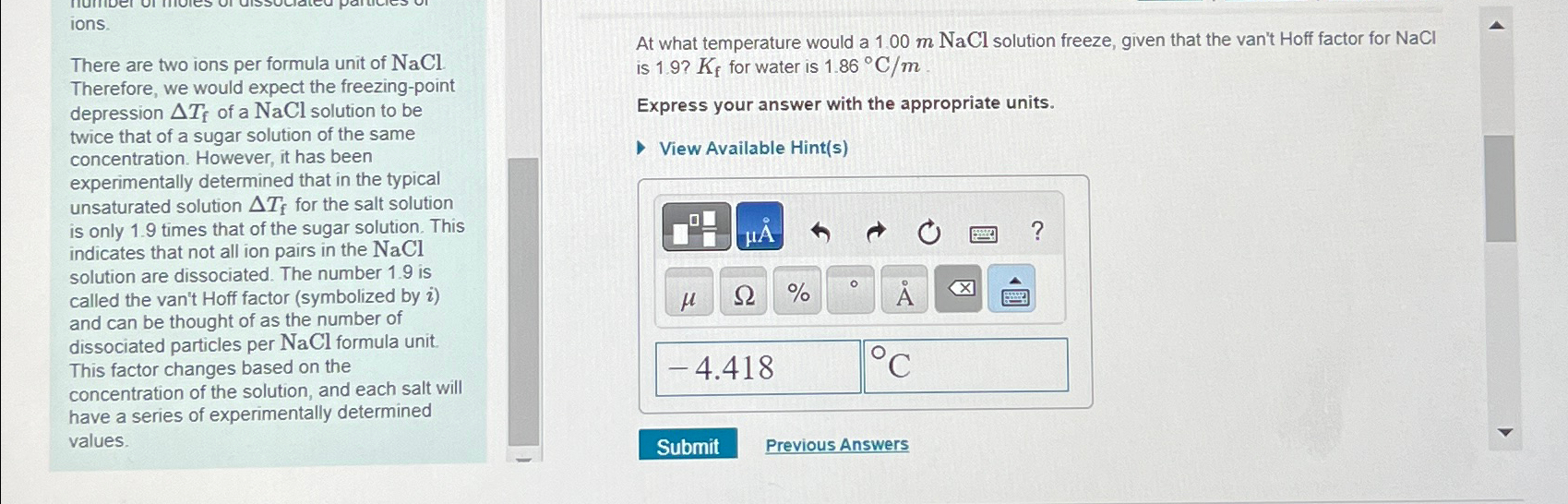 Solved ions.There are two ions per formula unit of NaCl. | Chegg.com