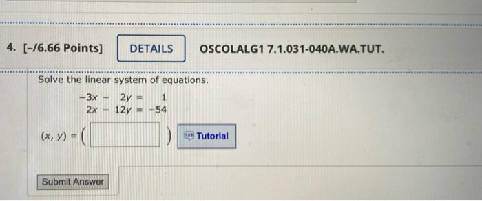 Solved Solve the linear system of equations. | Chegg.com