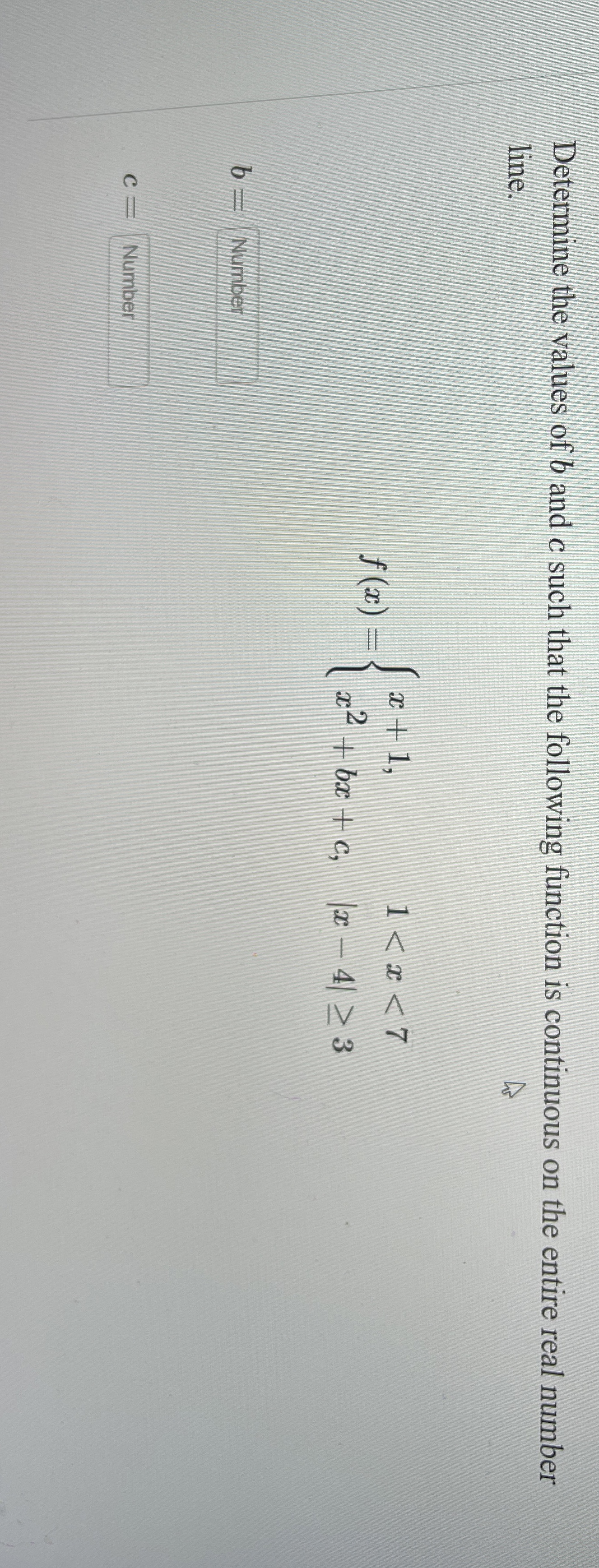 Solved Determine the values of b ﻿and c ﻿such that the | Chegg.com