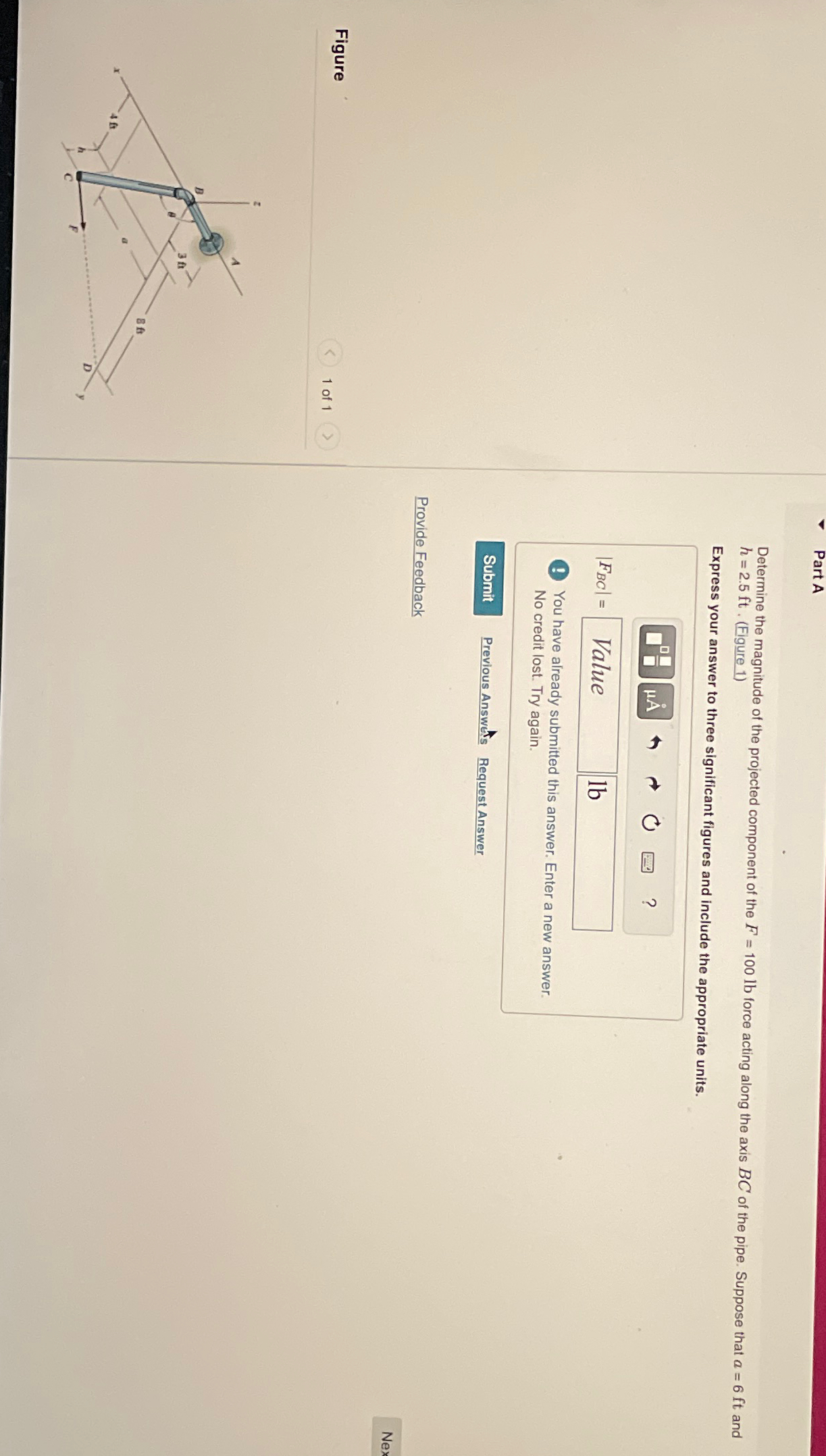 Solved Part Adetermine The Magnitude Of The Projected