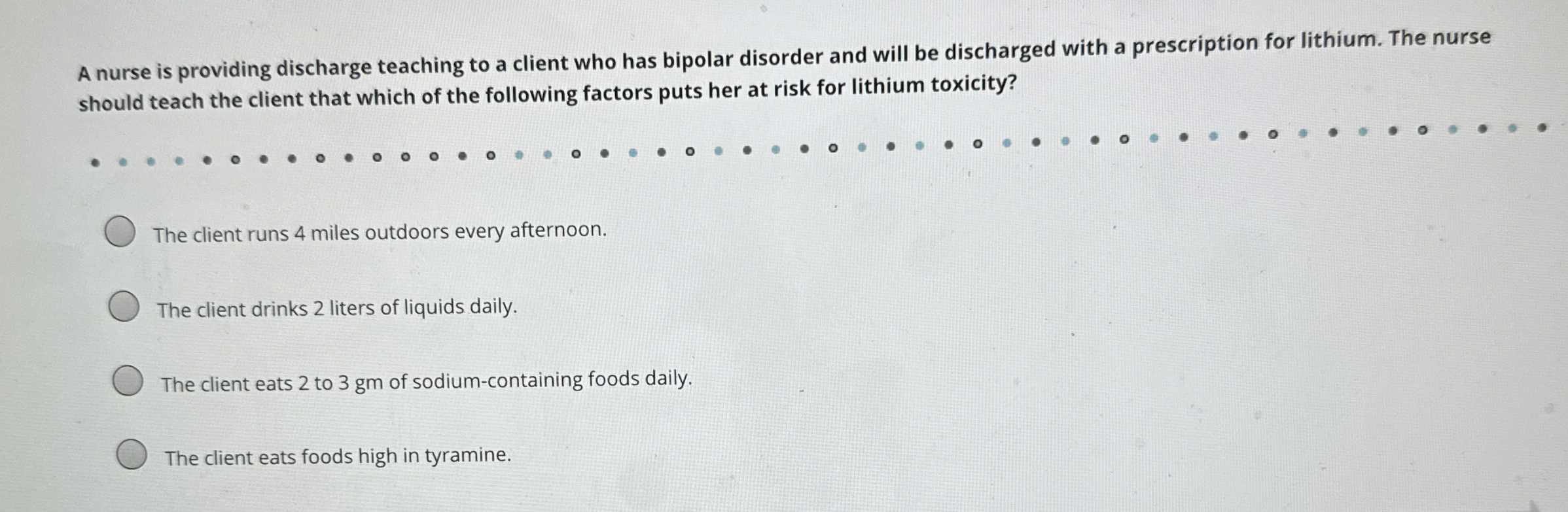 Solved A nurse is providing discharge teaching to a client | Chegg.com