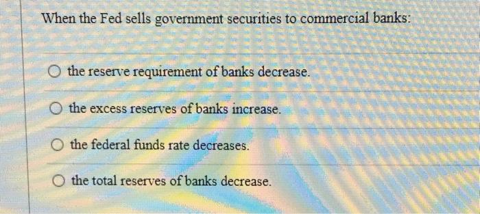 Solved When the Fed sells government securities to | Chegg.com