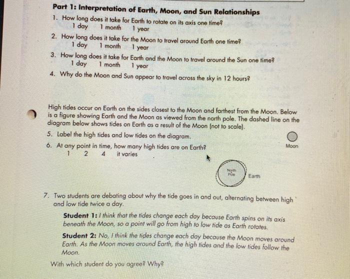 Solved year Part 1: Interpretation of Earth, Moon, and Sun | Chegg.com