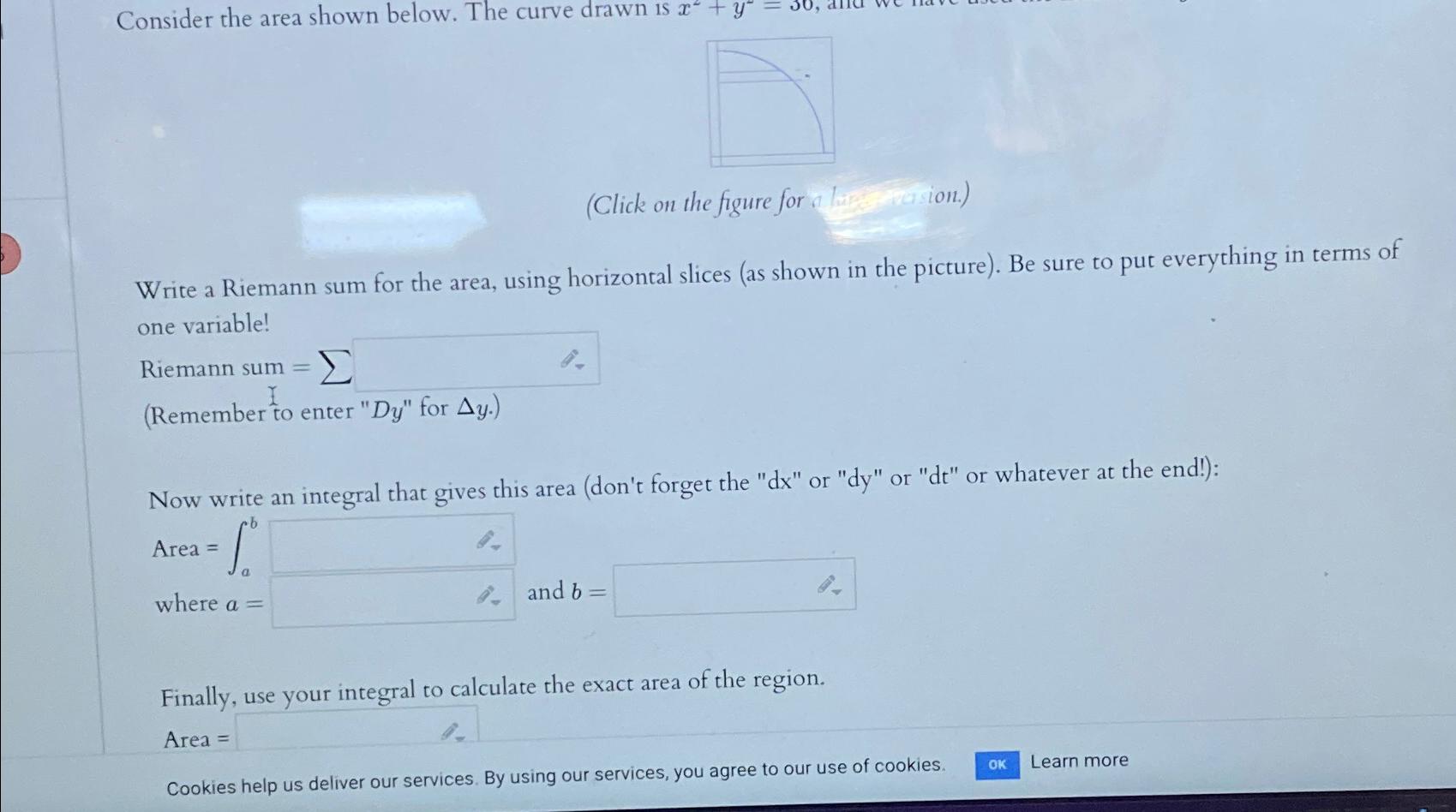 Solved Consider the area shown below. The curve drawn is | Chegg.com