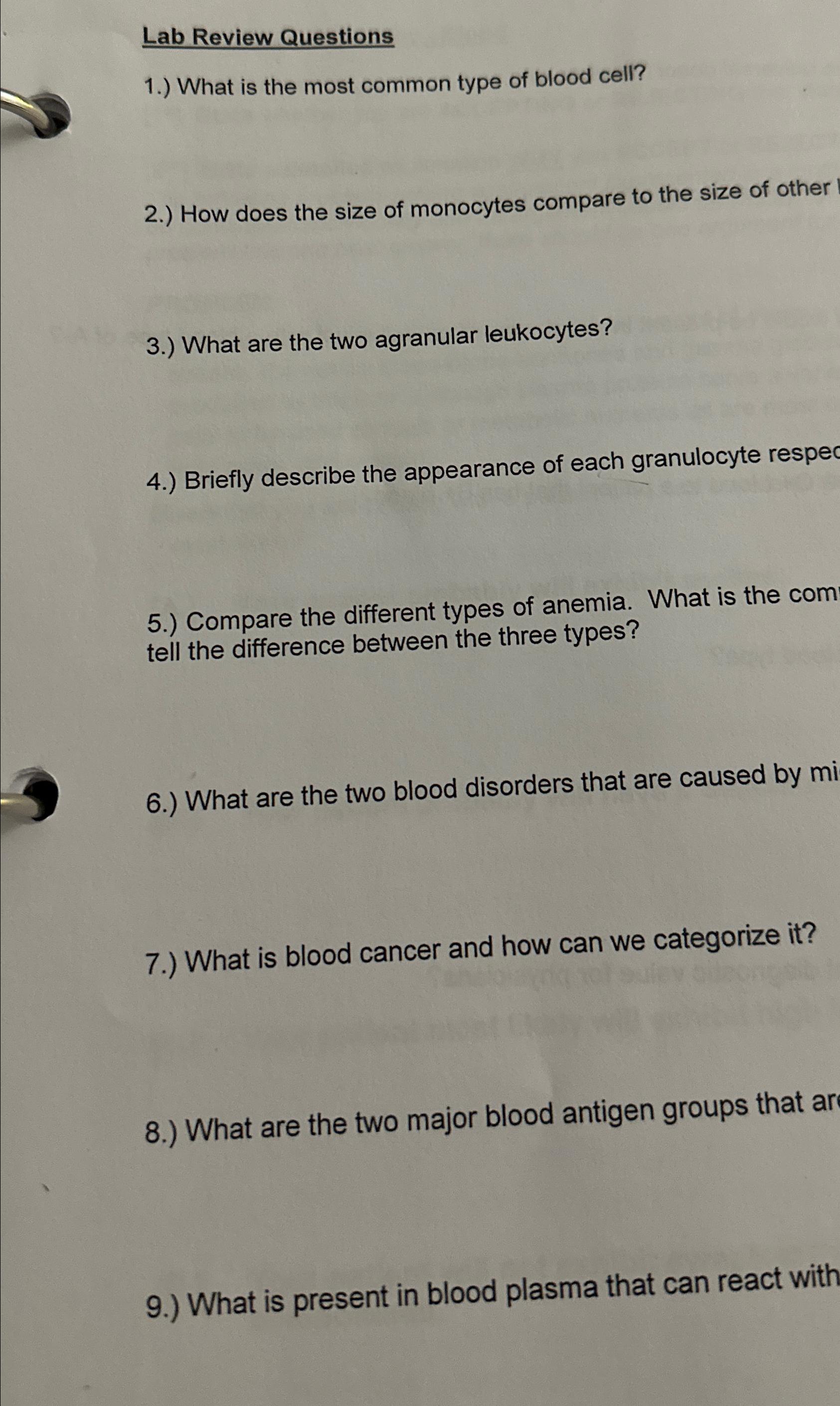 Solved Lab Review Questions1.) ﻿What is the most common type | Chegg.com
