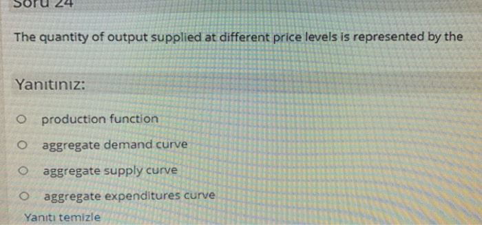Solved The quantity of output supplied at different price | Chegg.com