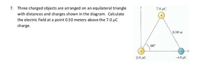 Solved 7.04C 7. Three charged objects are arranged on an | Chegg.com