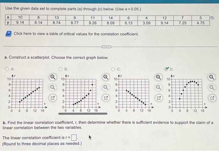Use The Given Data Set To Complete Parts A Through