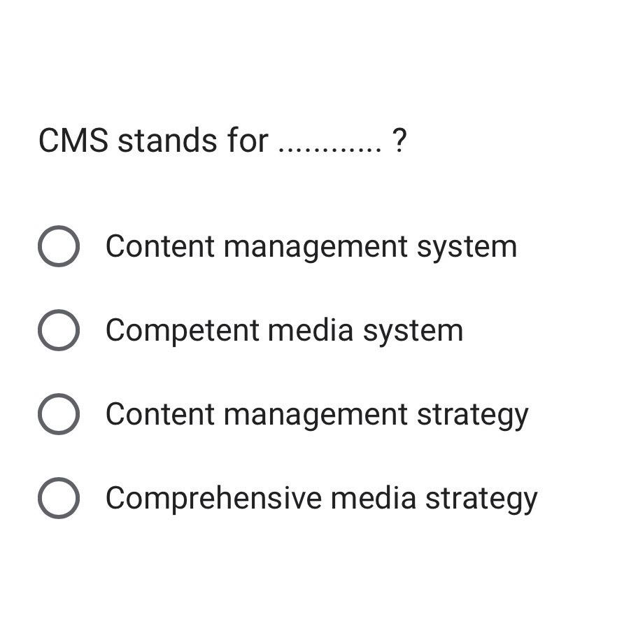 Solved CMS stands for ?Content management systemCompetent | Chegg.com