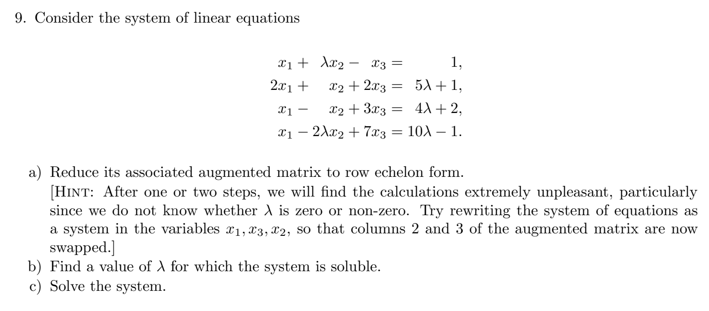 Consider the system of linear | Chegg.com