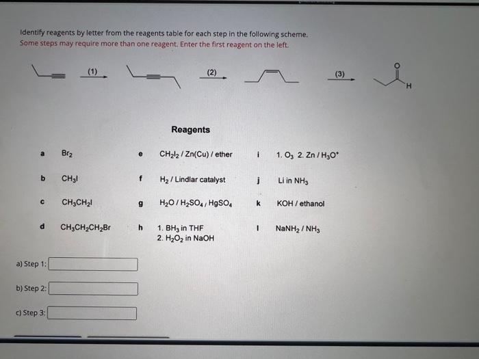 Solved Identify reagents by letter from the reagents table | Chegg.com Solved Identify reagents by letter from the reagents table | Chegg.com