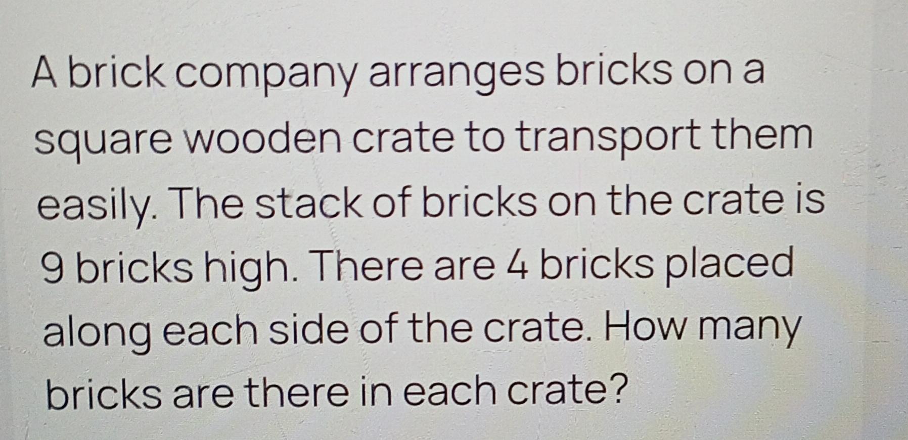 Solved A brick company arranges bricks on a square wooden | Chegg.com