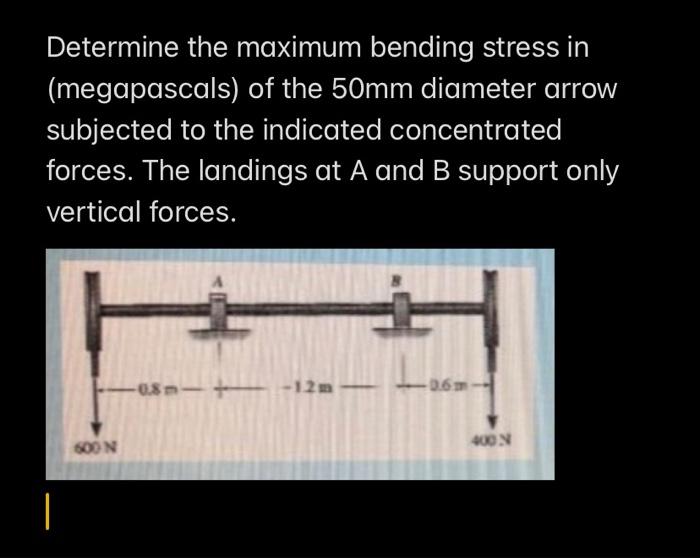 Solved Determine the maximum bending stress in (megapascals) | Chegg.com