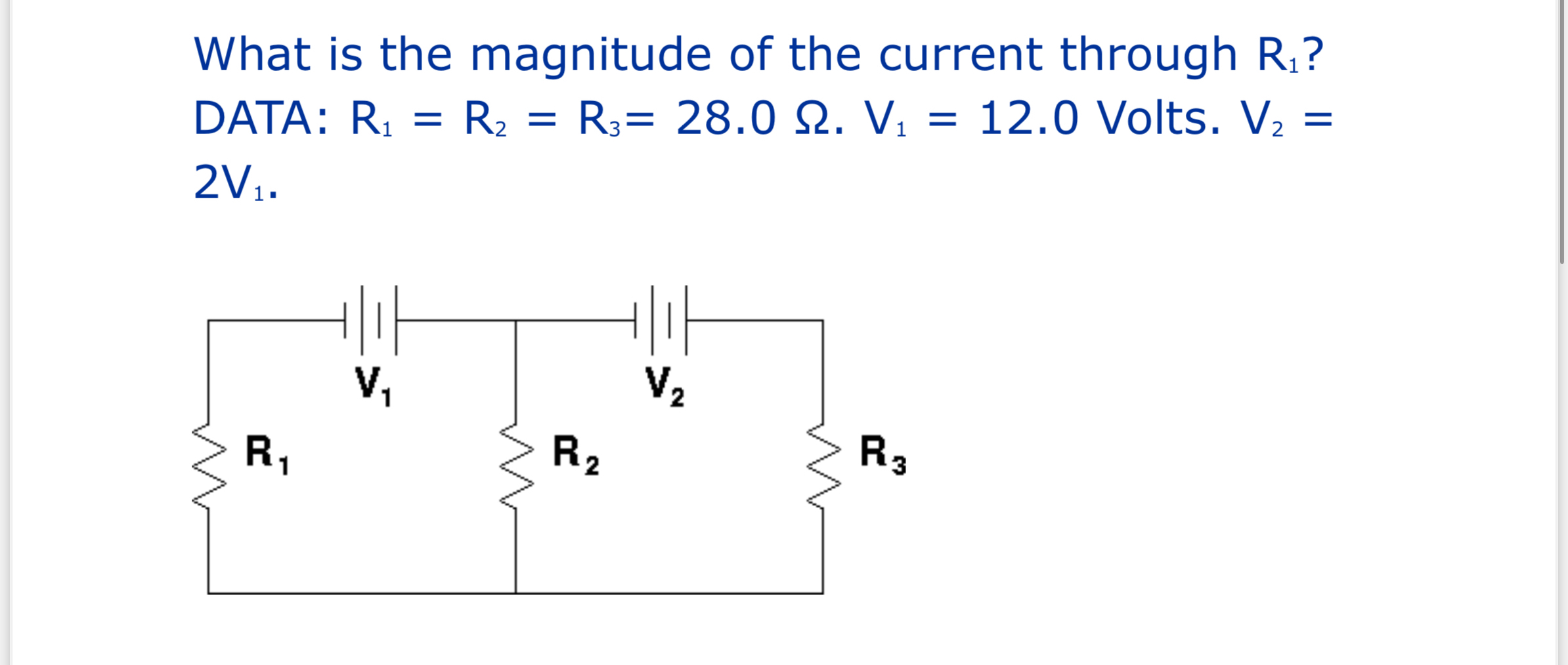 Solved What is the magnitude of the current through R1 ? | Chegg.com