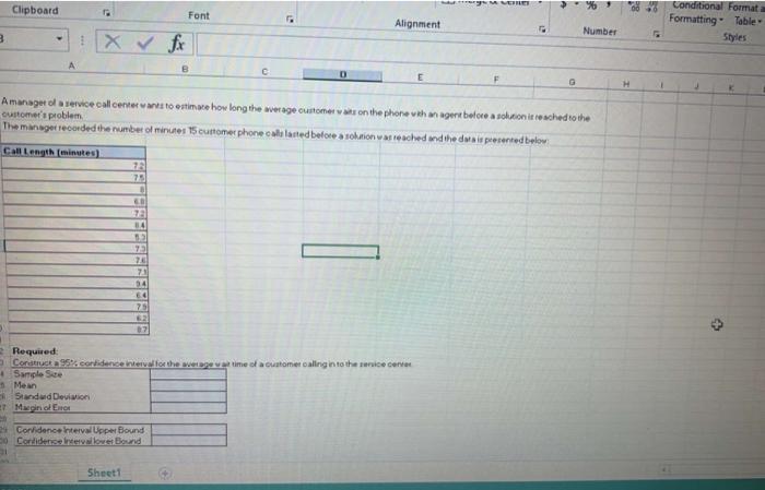 Solved VERRE Clipboard 682 Font Alignment Conditional Format | Chegg.com