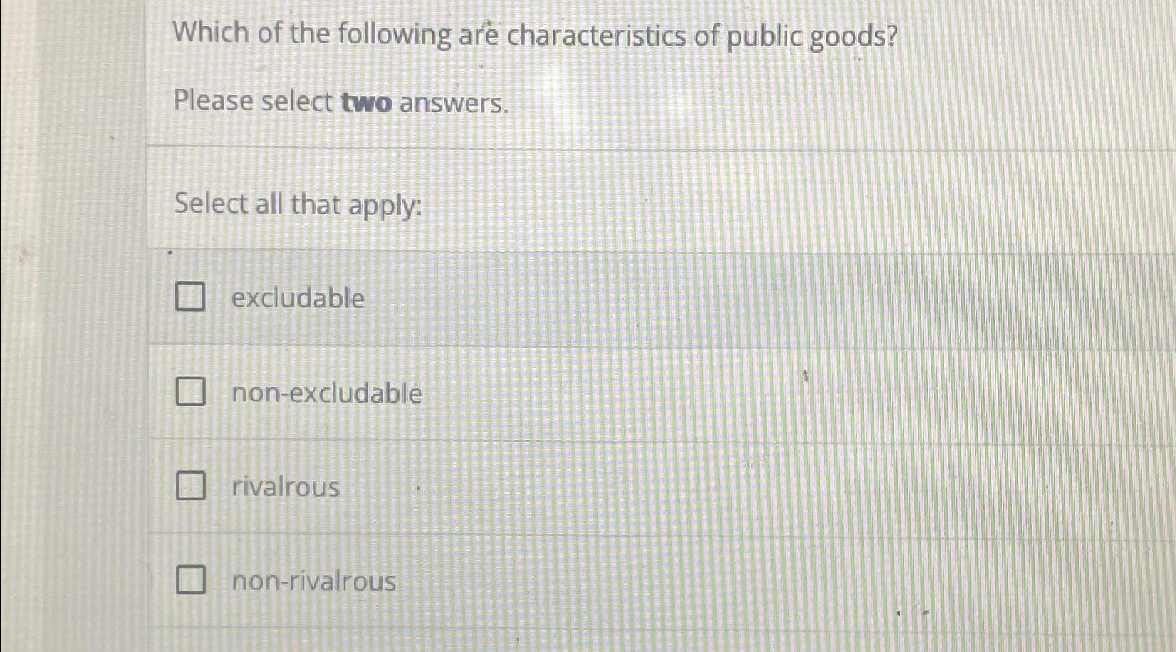 Solved Which of the following are characteristics of public | Chegg.com