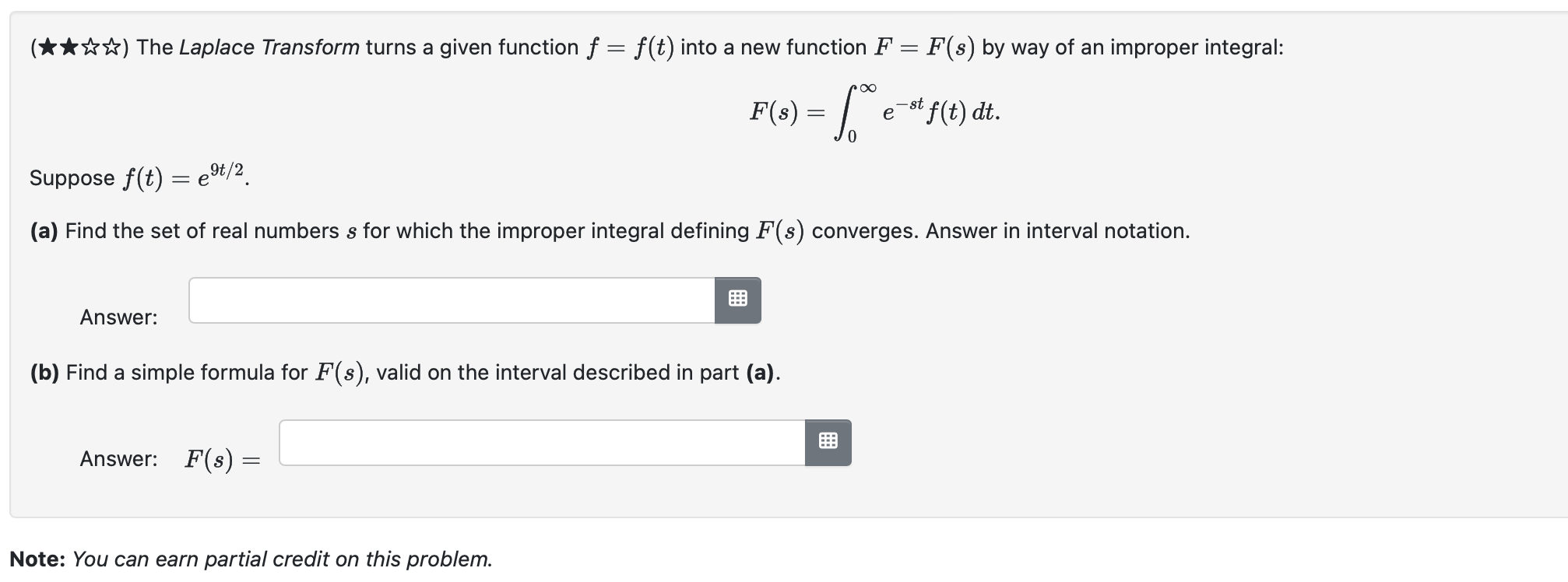 Solved The Laplace Transform turns a given function f=f(t) | Chegg.com