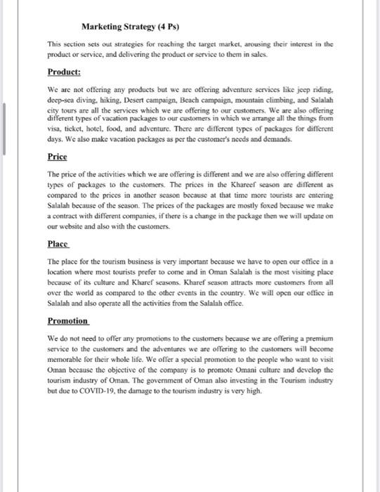 Solved Mini-Marketing Plan Part I. Product \& Market | Chegg.com