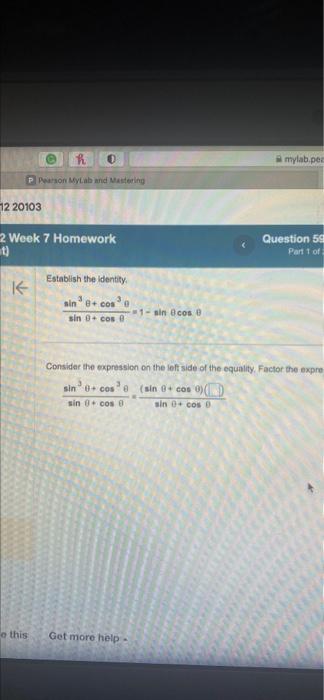 Solved 12 20103 OR P Pearson MyLab and Mastering 2 Week 7 | Chegg.com