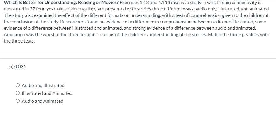 Solved Which Is Better for Understanding: Reading or Movies? | Chegg.com