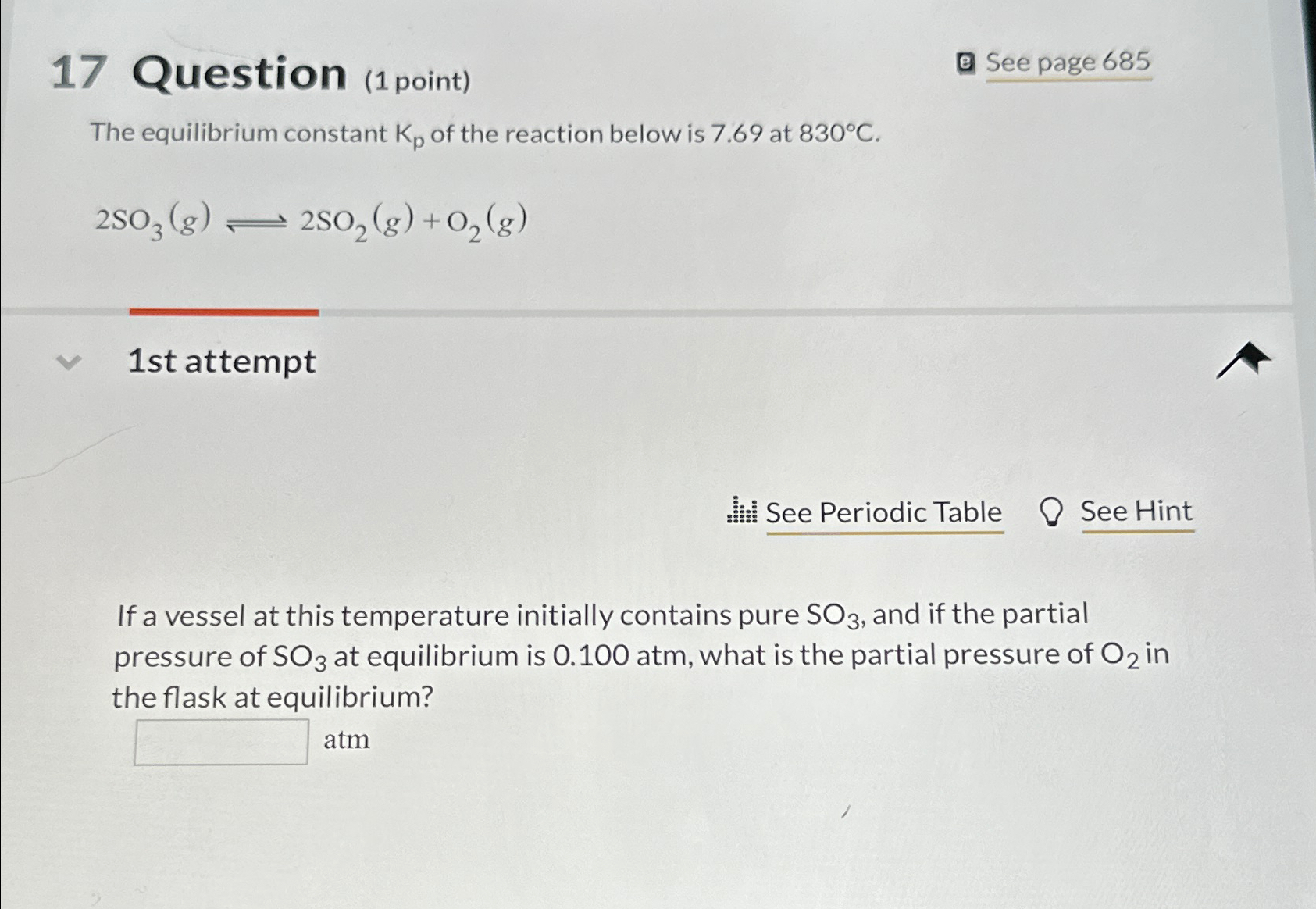 Solved 17 ﻿Question (1 ﻿point)a See page 685The equilibrium | Chegg.com