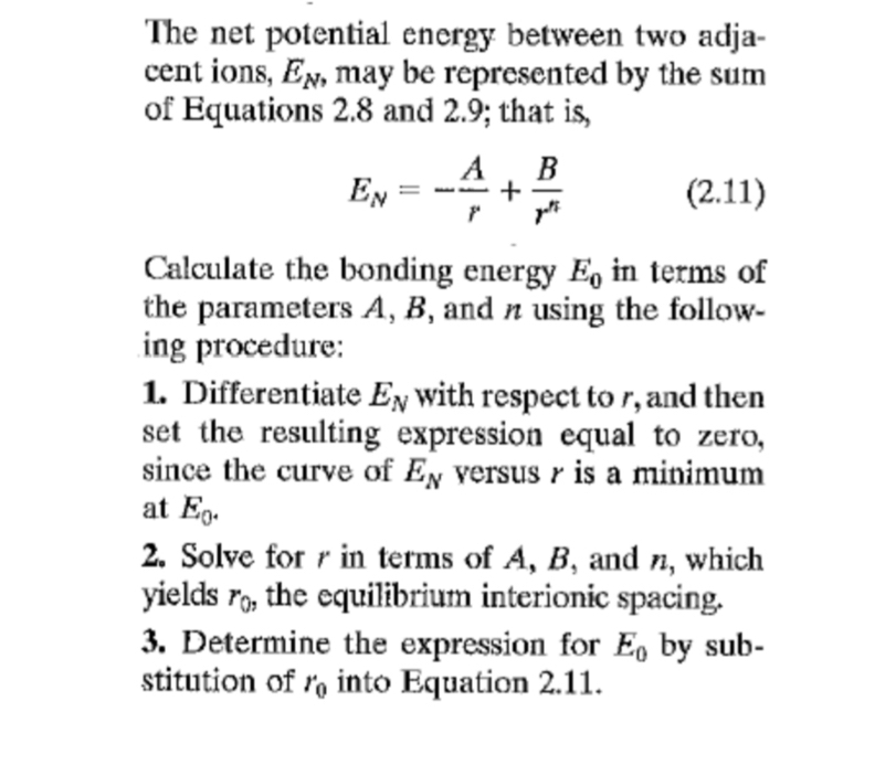 Solved The net potential energy between two adjacent ions, | Chegg.com