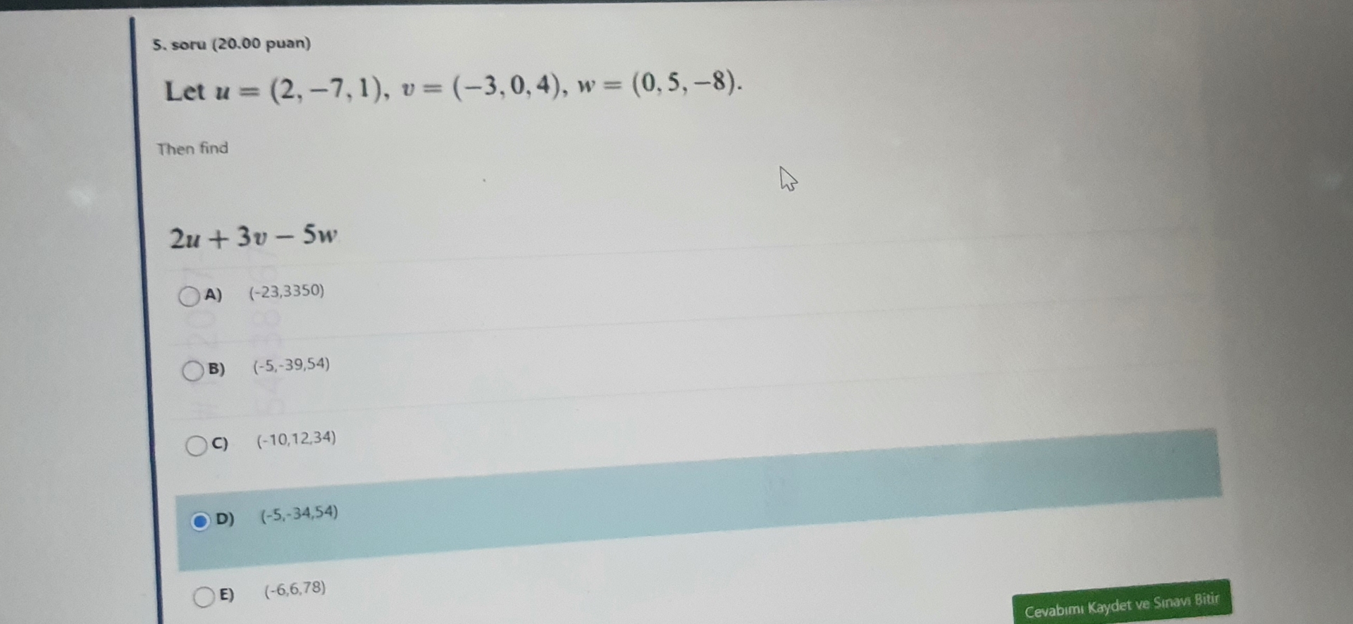 Solved soru (20.00 ﻿puan)Let | Chegg.com